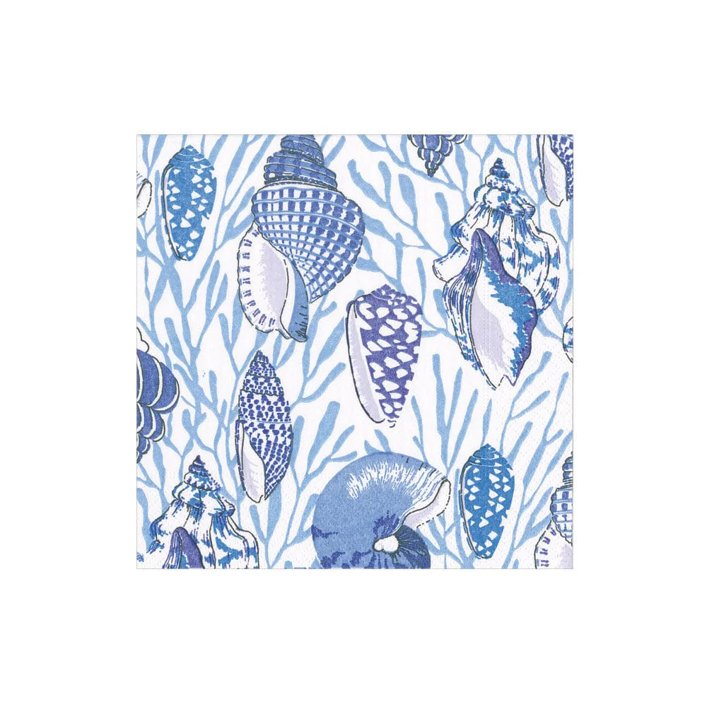 Shell Toile Paper Cocktail Napkins in Blue – Casa Miscellany